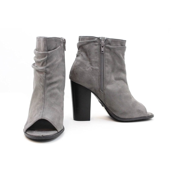 Boutique | Shoes | Gray Slouchy Peep Toe Bootie | Poshmark
